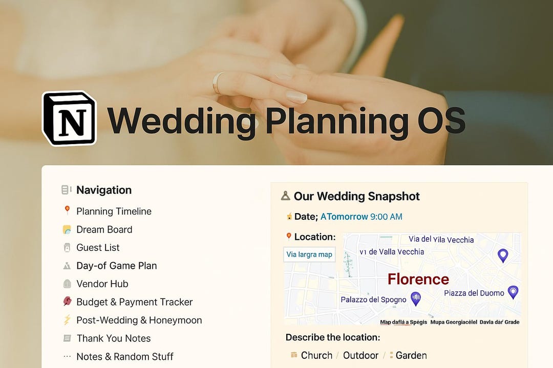 Notion Wedding Planner Template | Elegant All-in-one Wedding Dashboard ...
