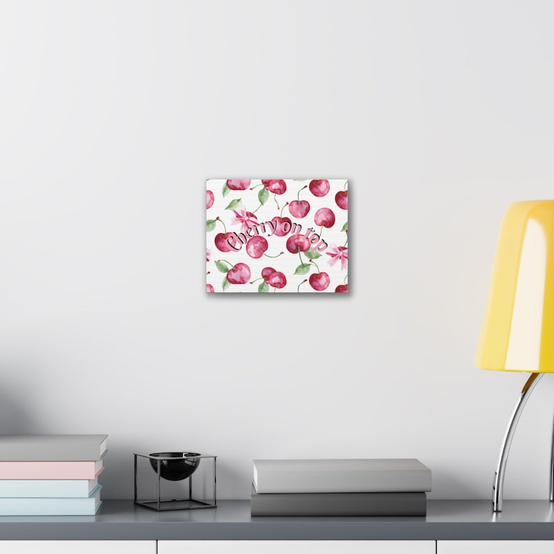Cherry Pattern Canvas | Cherries Wall Art - Etsy