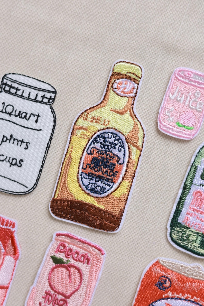 Retro Drink Iron on Patch Set: Embroidered Foodie Appliques - Etsy