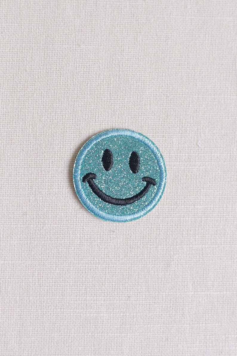 Smiley Face Iron-on Patch Set: Embroidered & Glitter Appliques, Y2K ...
