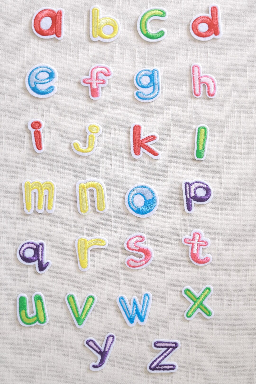 Rainbow Letter Iron on Patches – Cute A-Z Embroidered Lowercase Letters ...