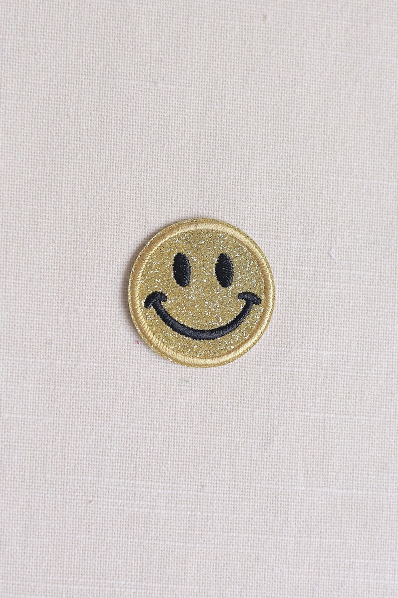 Smiley Face Iron-on Patch Set: Embroidered & Glitter Appliques, Y2K ...