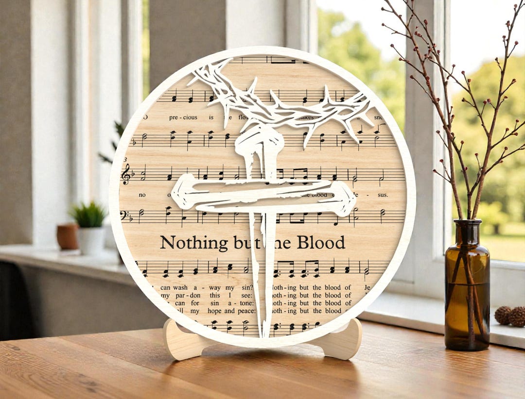 Nothing but the Blood SVG, Nail Cross With Thorns Svg,round Easter Hymn ...