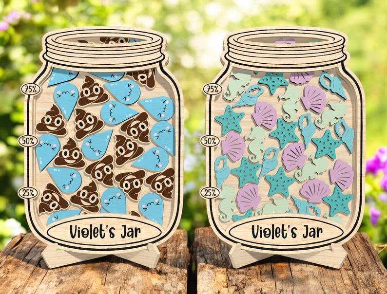 Potty Training Reward Jar Laser Cut File SVG, Funny Poop & Ocean Tokens ...