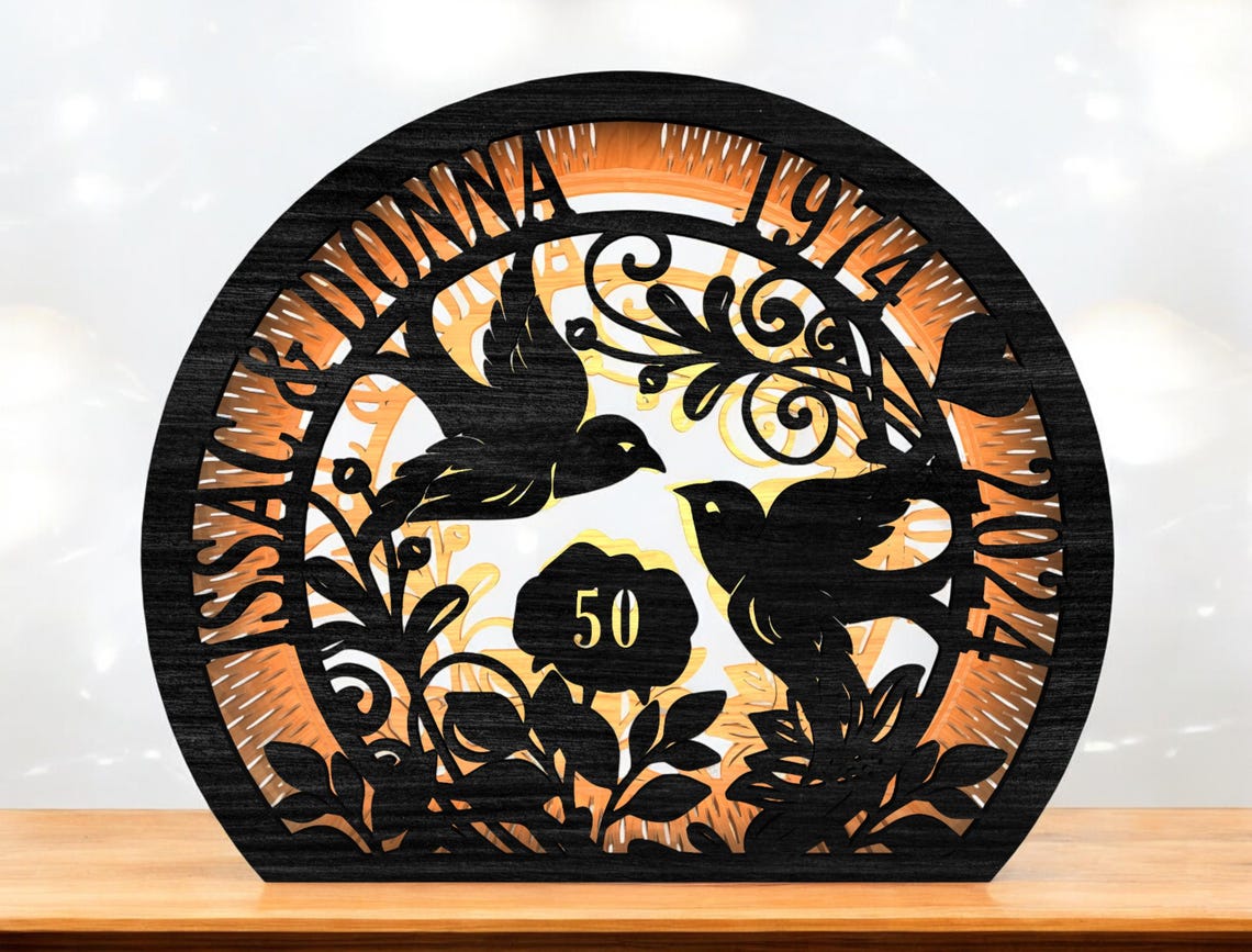 50th Wedding Anniversary Lantern SVG, Golden Anniversary Laser Cut File ...