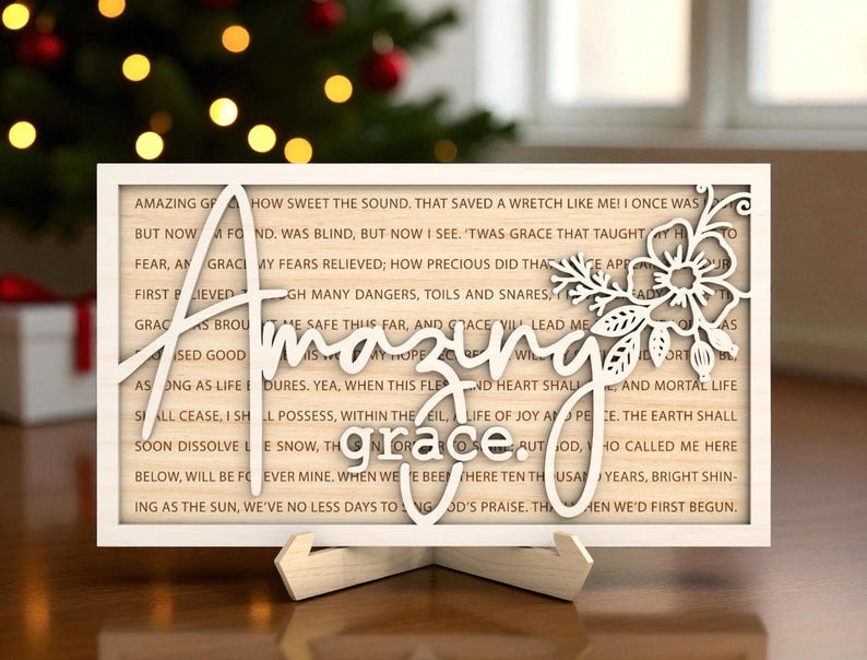 Amazing Grace SVG, Layered Rectangular Christian Sign SVG, Hymn Lyrics ...
