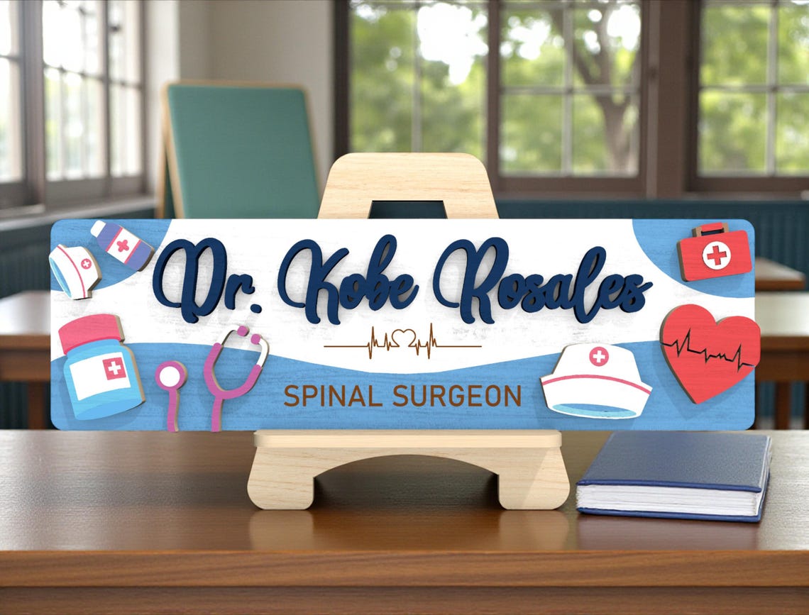 Doctor Desk Name Plate SVG, Medical Office Sign, Stethoscope Surgeon ...