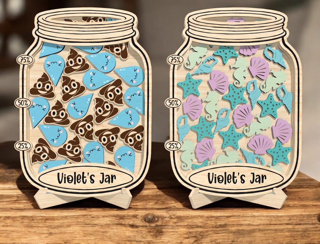 Potty Training Reward Jar Laser Cut File SVG, Funny Poop & Ocean Tokens ...