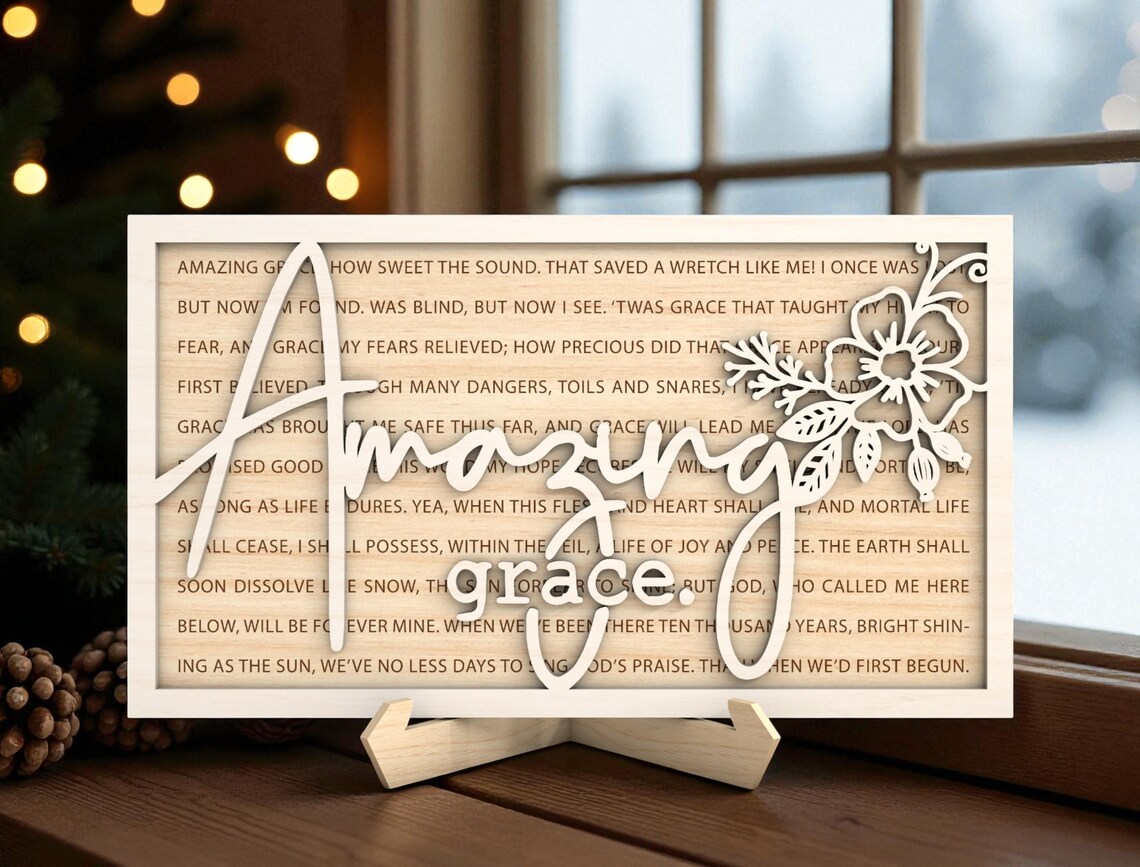 Amazing Grace SVG, Layered Rectangular Christian Sign SVG, Hymn Lyrics ...