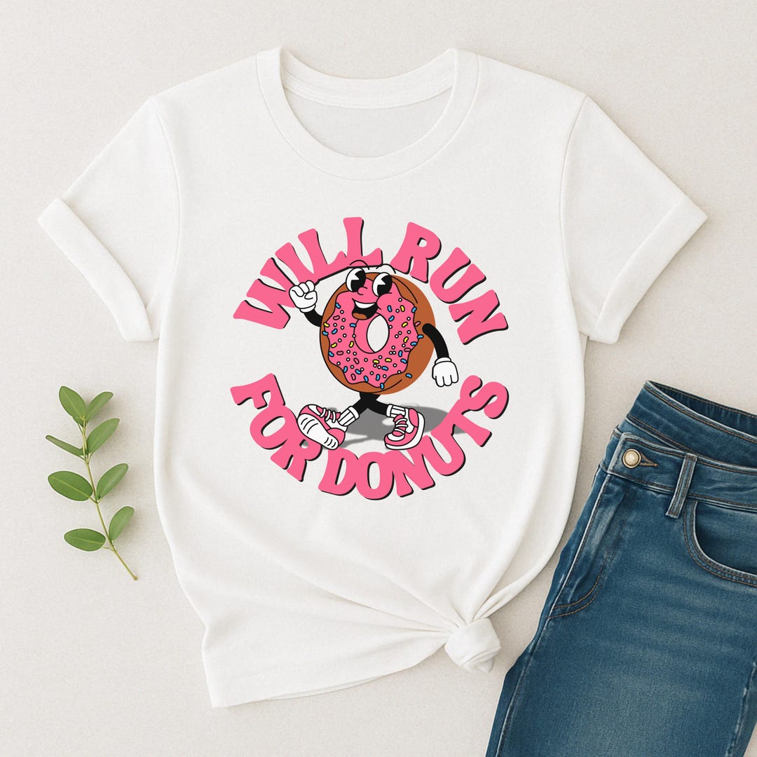 Cute Running Shirt, Funny Will Run for Donuts Shirt, for Women Men, Donut Running Graphic Tee ...
