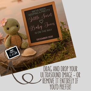 Turtle Baby Announcement Canva Template | Editable Lakeside Pregnancy ...