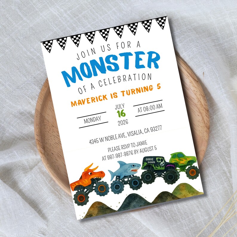 Invitación de cumpleaños de Monster Truck / Invitación editable para ...