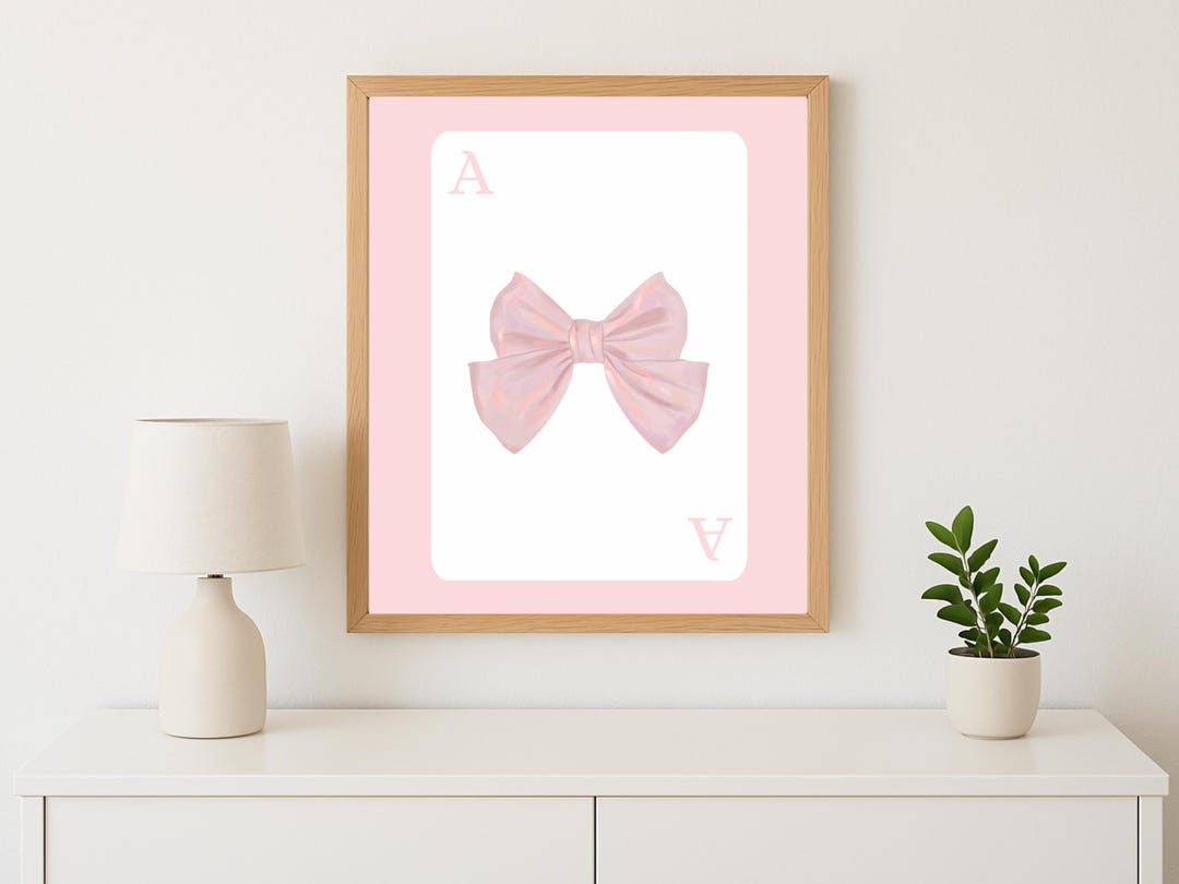 Coquette Poster, Pink Bow Print, Aesthetic Wall Decor - Wooden Frame ...