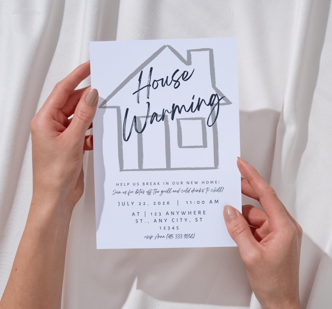 Simple Housewarming Invitation, Minimalist New Home Party Invite ...