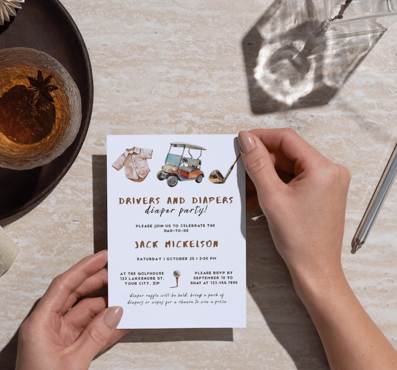 Golf Baby Shower Invitation, Drivers and Diapers Invite, Golf Diaper ...