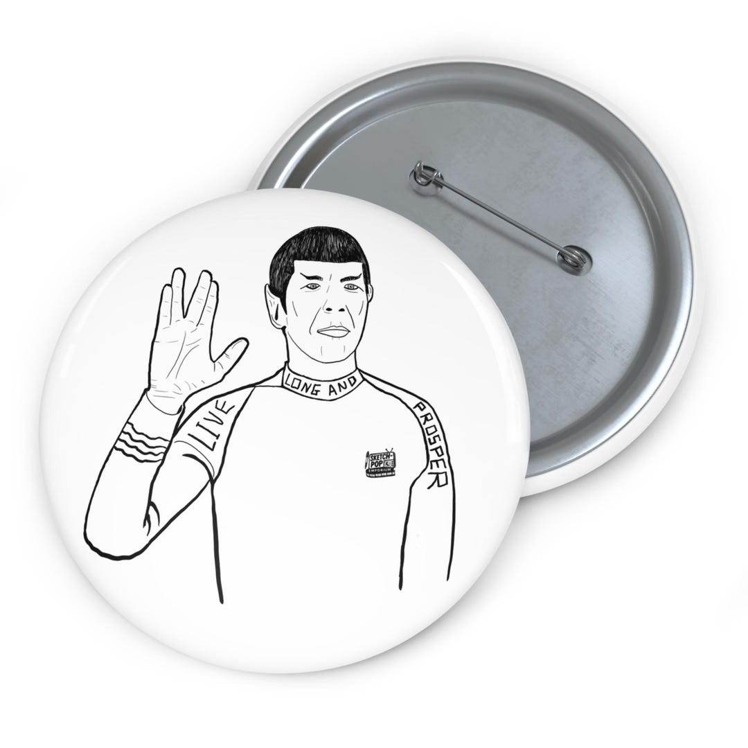 Live Long and Prosper! Mr. Spock Vulcan Greeting Button, Star Trek Pin ...