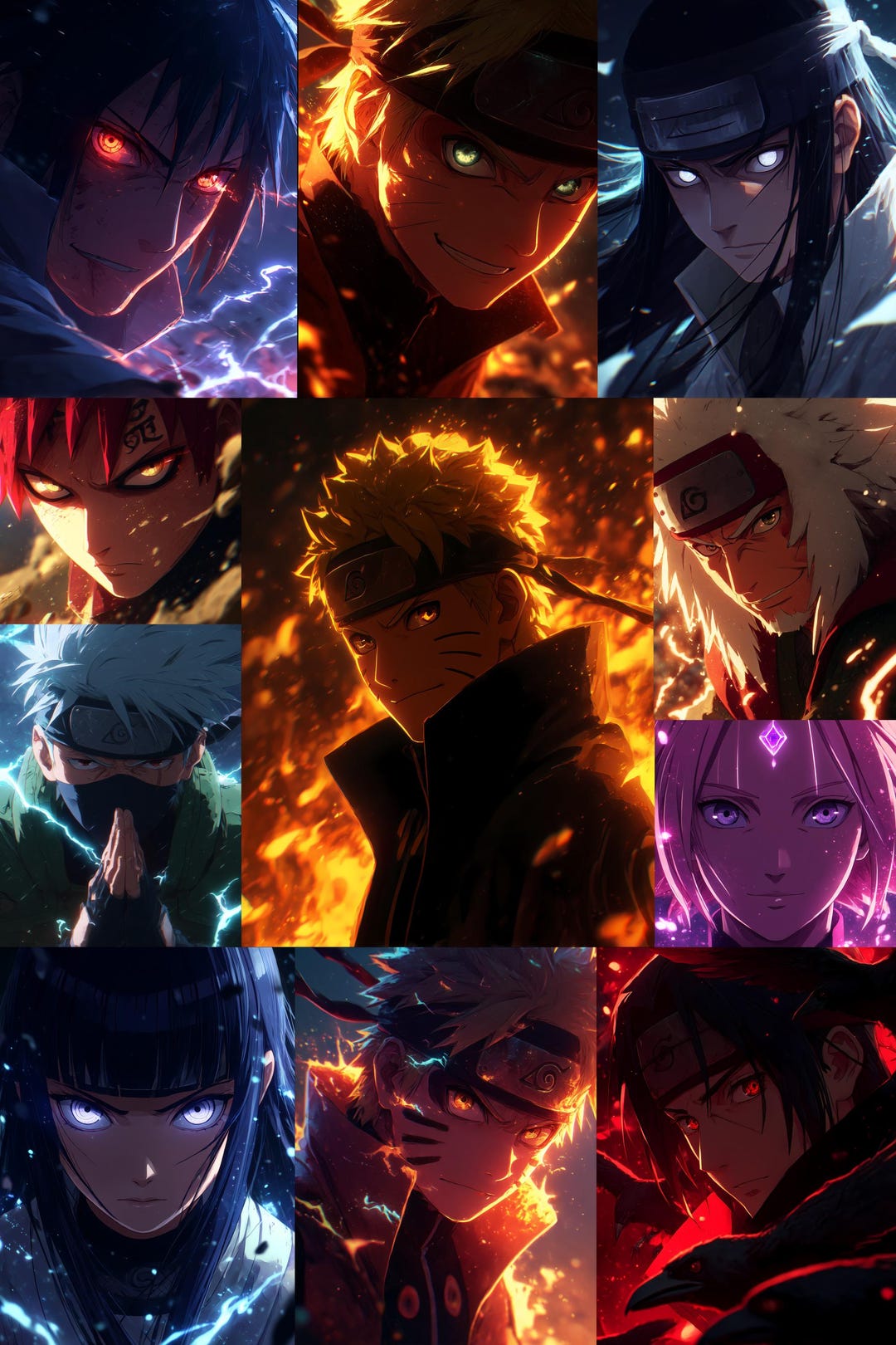 Anime Ninja Art Print Set – 10 Printable Ninja Warrior Posters, Digital ...