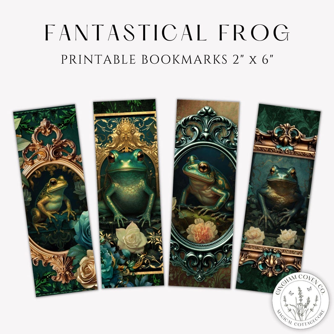 Fantastical Frog Printable DIY Bookmarks, PDF Bookmark Designs 2x6, US ...