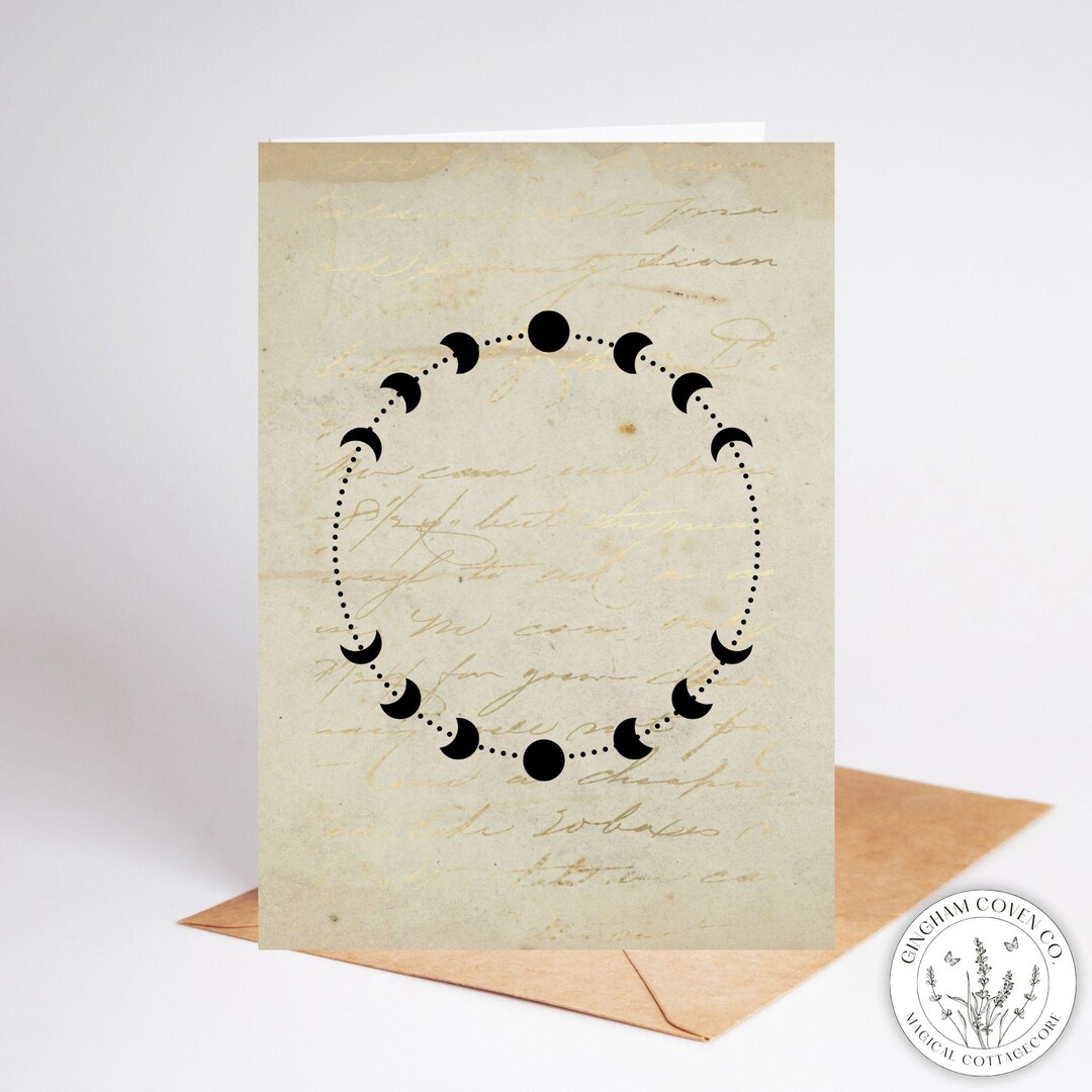 Celestial Printable Greeting Card 02, Moon Phase Blank Notecard 5x7 ...