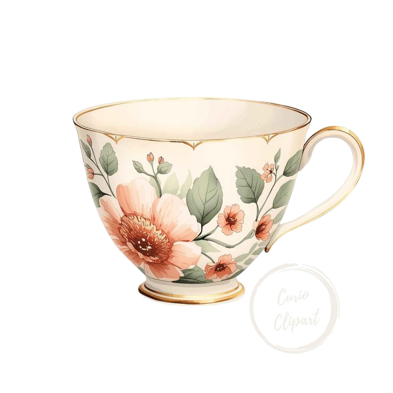 Single PNG Clipart - Teacup No. 04, High-resolution Illustration ...