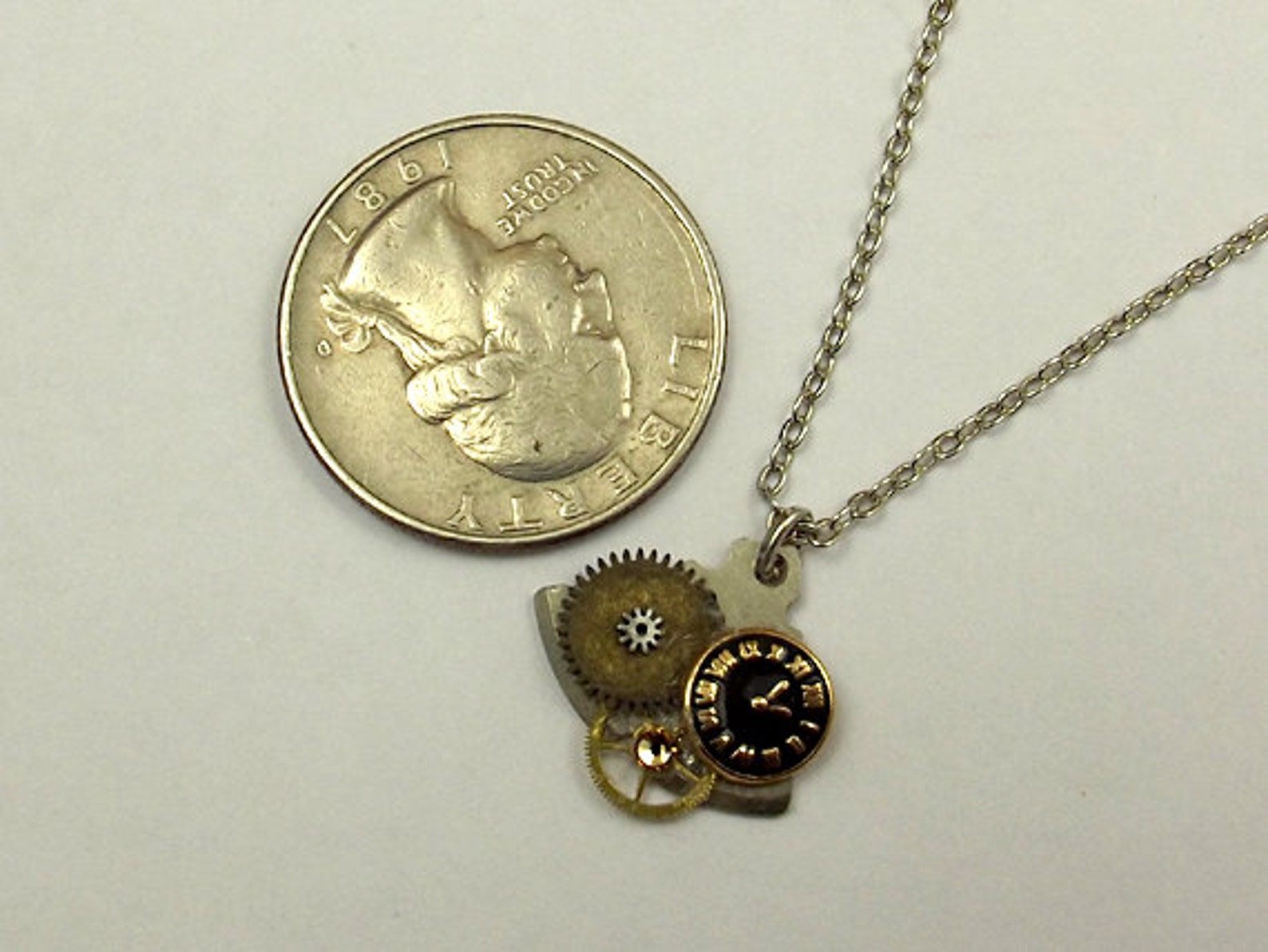 Steampunk Gear Necklace Stainless Steel Silver Refashioned - Etsy