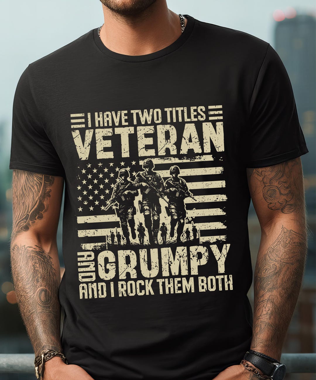 I Have Two Titles Veteran & Grumpy Shirt | I Rock Them Both Tee | Funny ...