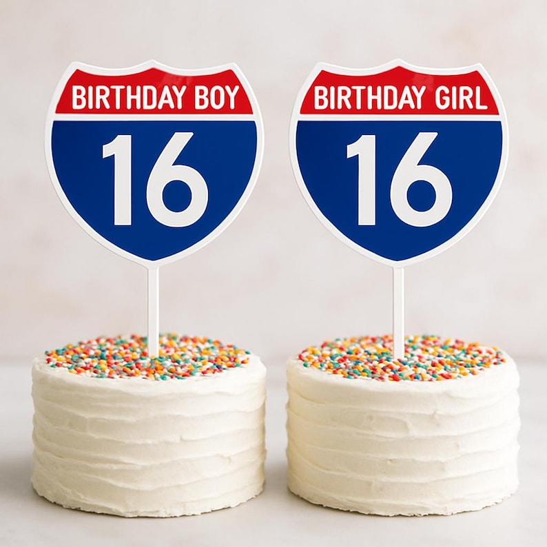 Custom Interstate Sign Birthday Cake Topper - Sweet 16 Party Decor - Etsy