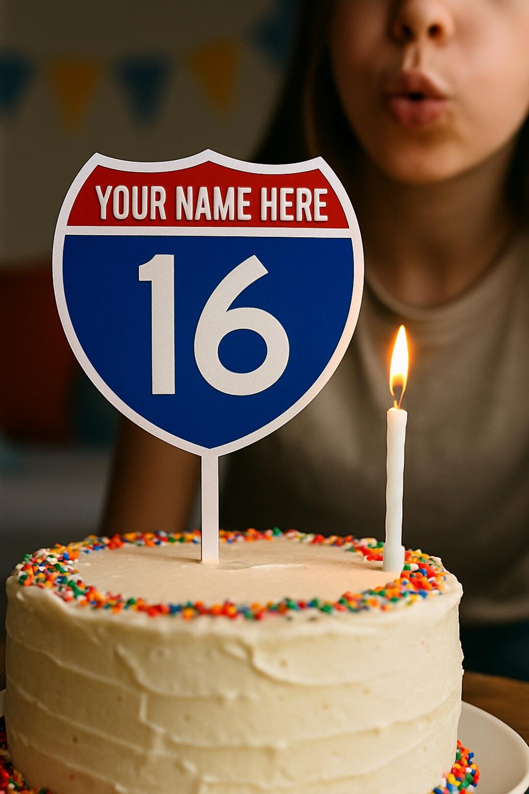 Custom Interstate Sign Birthday Cake Topper - Sweet 16 Party Decor - Etsy