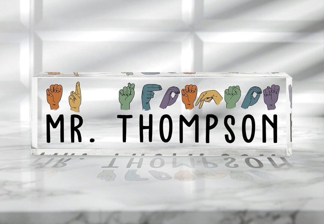 Personalized Sign Language Desk Nameplate, ASL Teacher Name Plate for ...