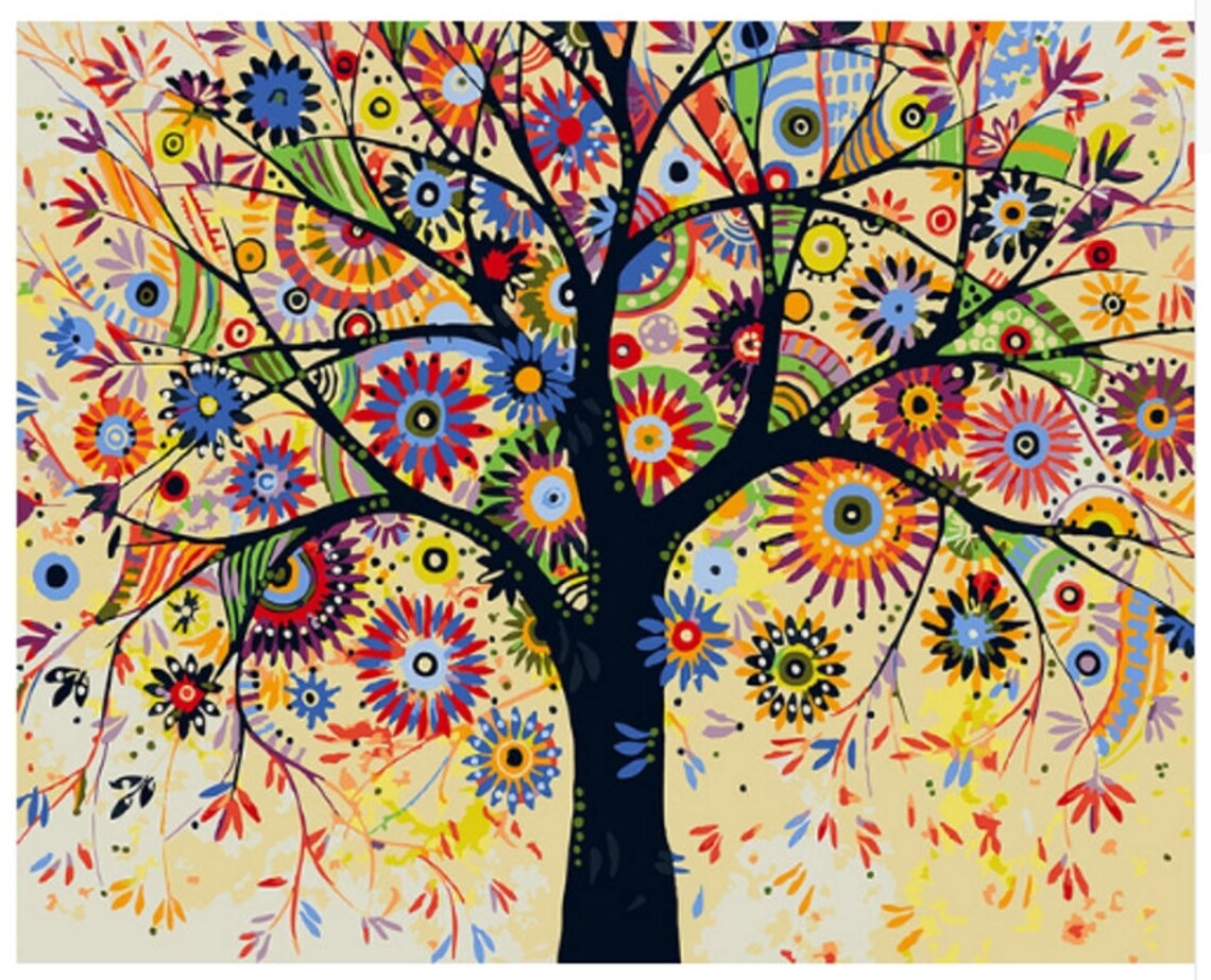Paint by Number Kit, Abstract Tree DIY Kit Painting on Canvas, Adult ...
