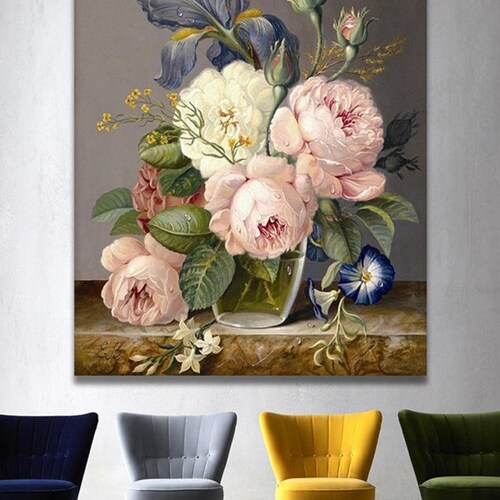 Peony Flower Paint by Number Kit Cuadros Decoracion DIY Kit | Etsy