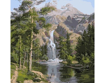 Paint by Number Waterfall - Etsy