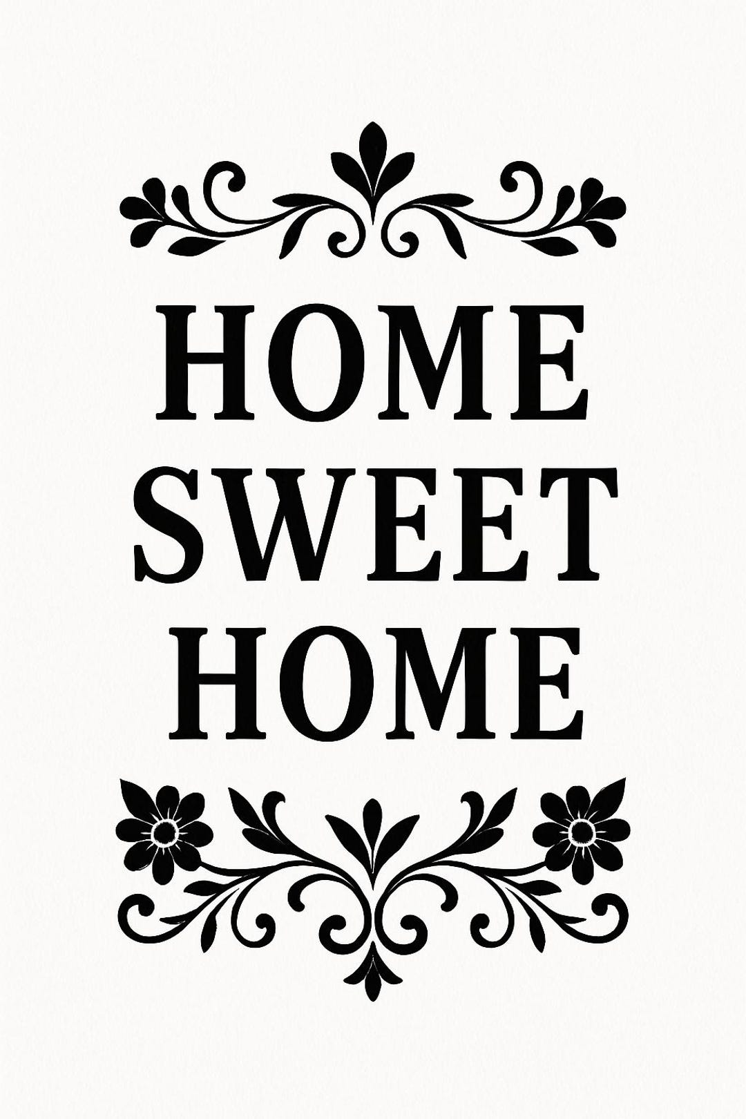 Home Sweet Home Printable Wall Art | Black and White | Digital Download ...