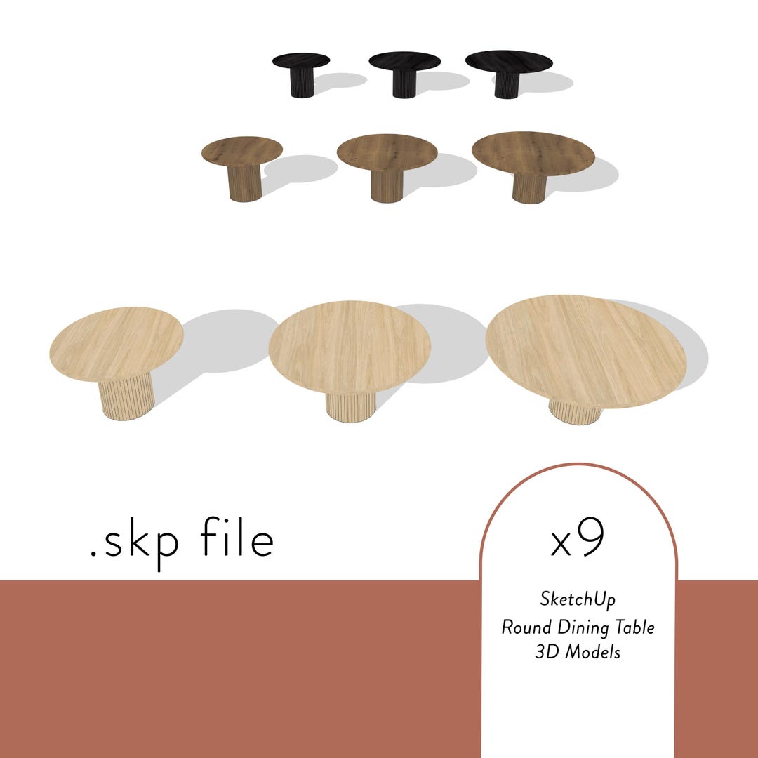 Sketchup Round Dining Table 3D Models: Modern Wood Furniture (.skp File ...