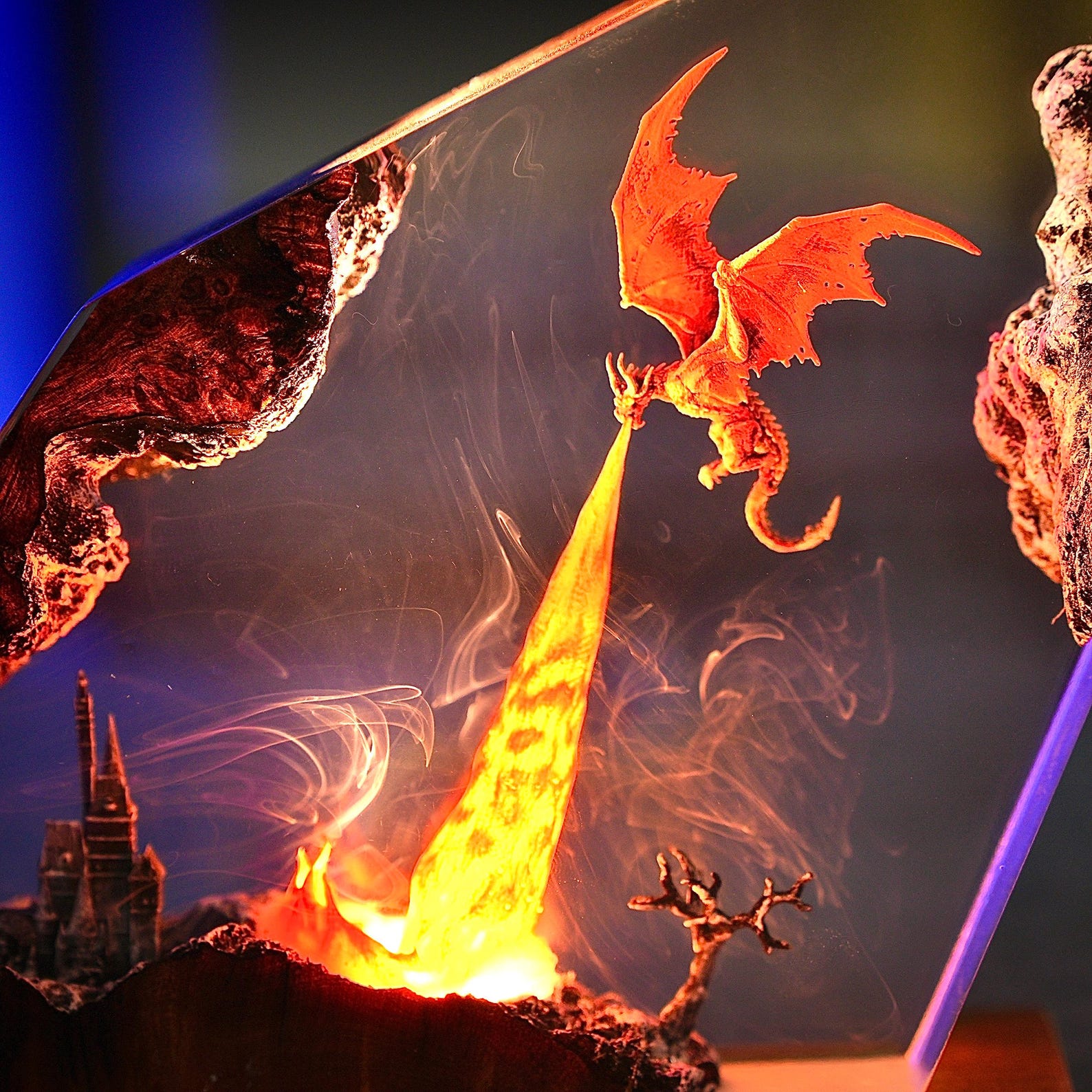 Fire Breathing Dragon Resin LED Lamp, Handcrafted Mythical Creature ...