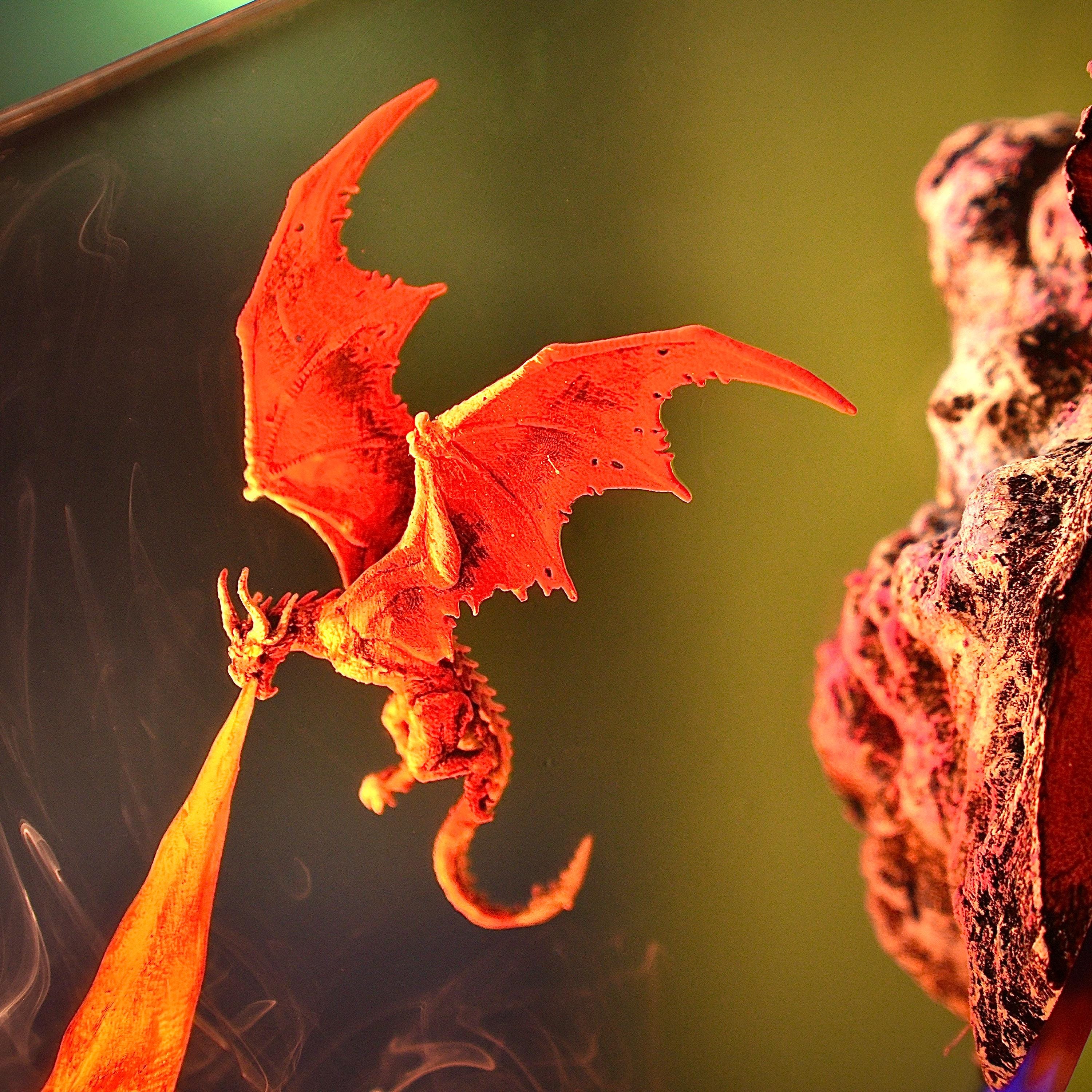 Fire Breathing Dragon Resin LED Lamp, Handcrafted Mythical Creature ...