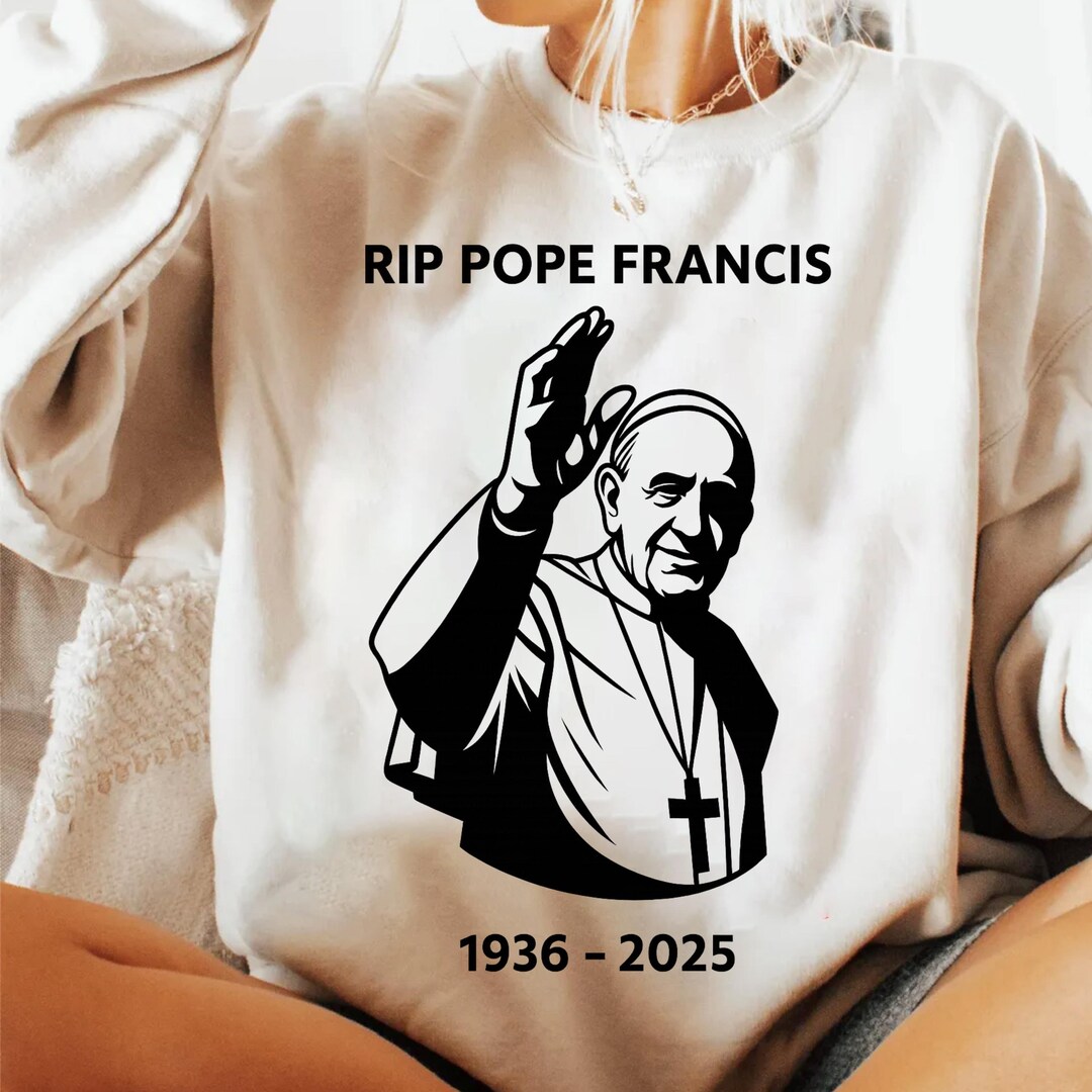 Pope Francis RIP PNG - 1936-2025, Pope Tribute Graphic, Black and White ...