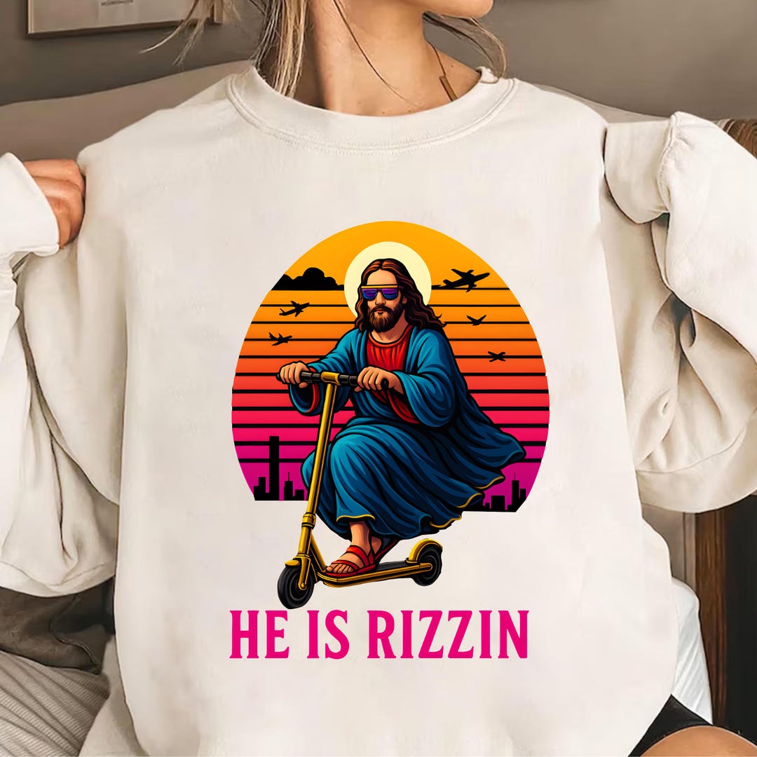 He is Rizzin’ PNG – Retro Funny Jesus Has Rizzen Design, Easter ...