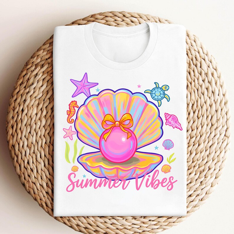 Coquette Pearl Seashell Bow PNG, Pink Clam Summer Vibes PNG, Coastal ...