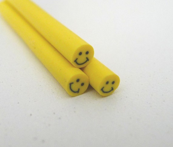 S185 Smiley Face Yellow Polymer Clay Cane for Miniature | Etsy