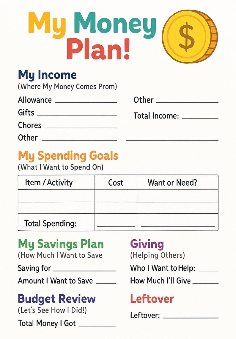Kid’s Money Planner - Etsy