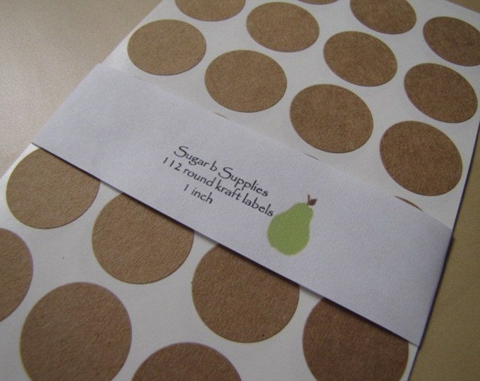 Round Kraft Labels Stickers Seals Round 1 Inch Set of 112 - Etsy