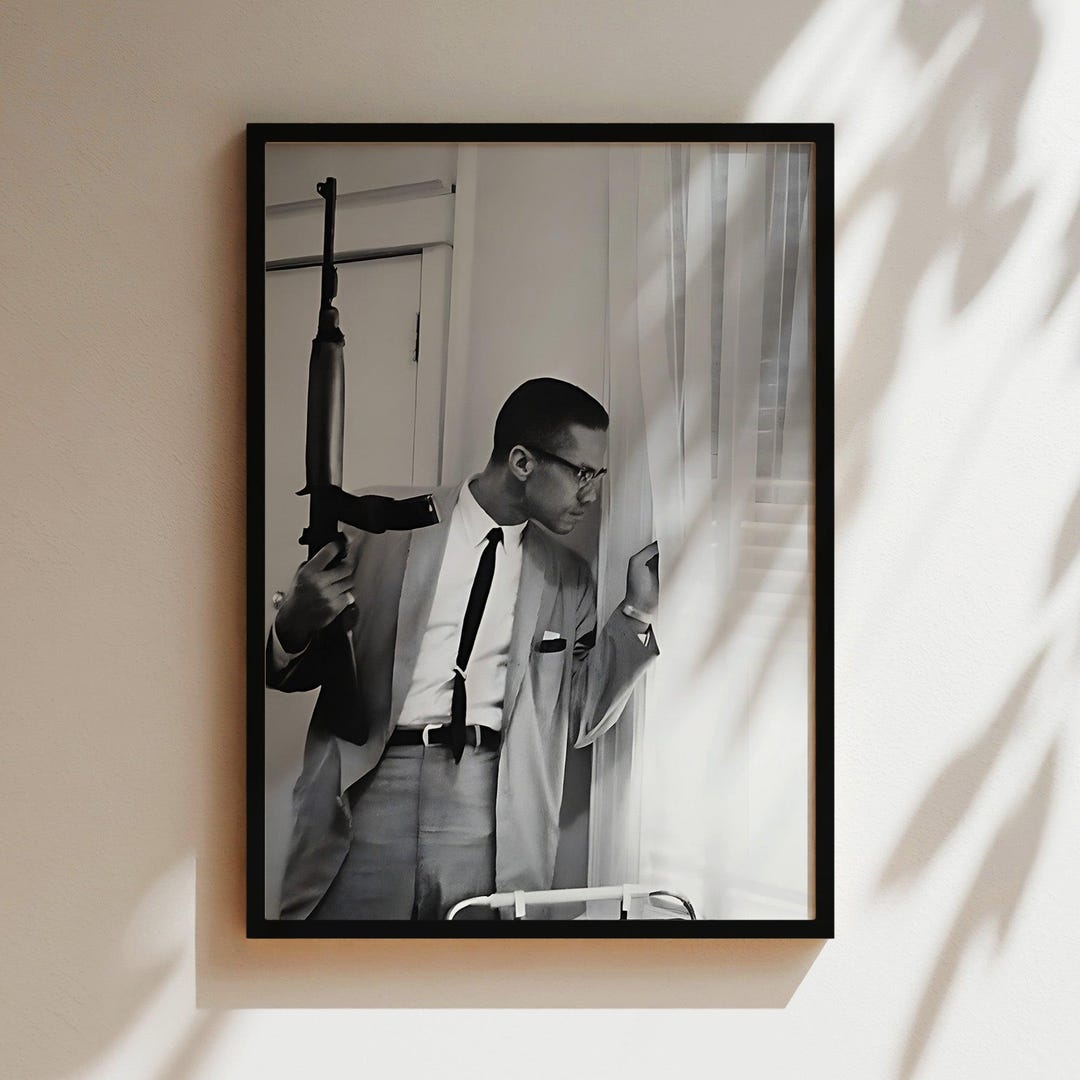 Malcolm X With Rifle Wall Art - Powerful Civil Rights Poster ...