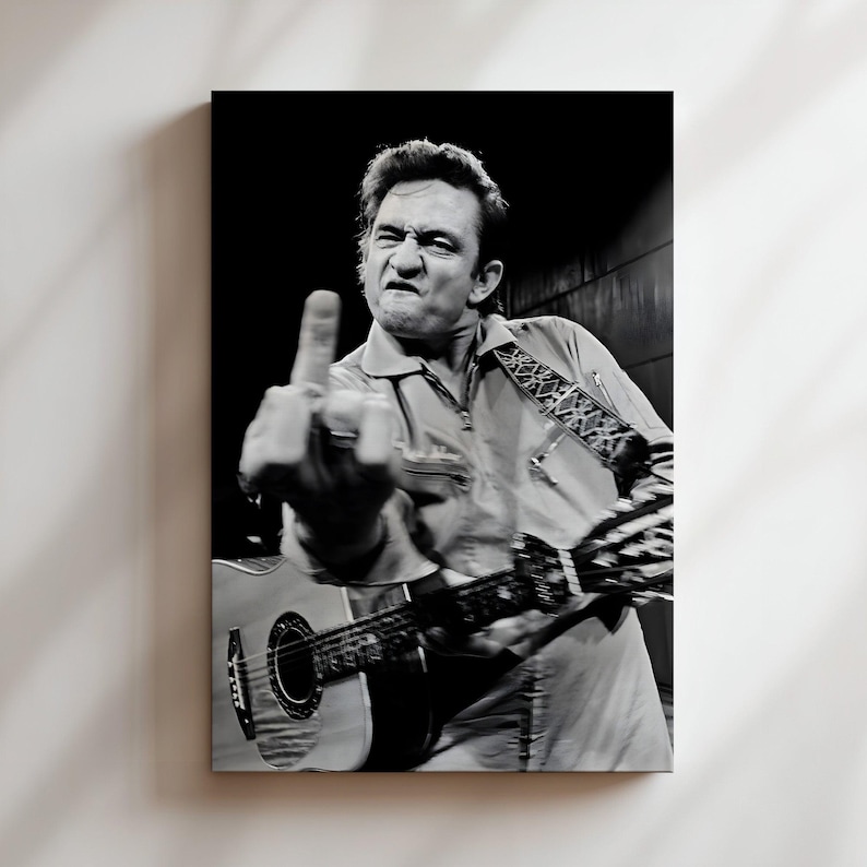 Johnny Cash Middle Finger Wall Art - Iconic Music Poster, Rebel Country ...