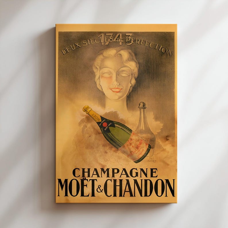 Vintage Moet & Chandon Champagne Poster - Classic French Advertisement ...