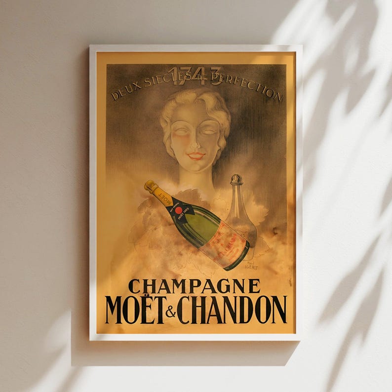 Vintage Moet & Chandon Champagne Poster - Classic French Advertisement ...