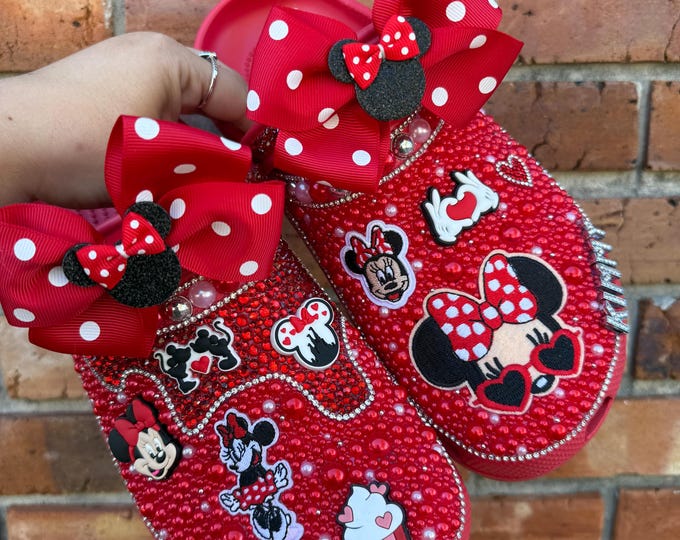 Custom Minnie Mouse Crocs With Detachable Bow - Etsy
