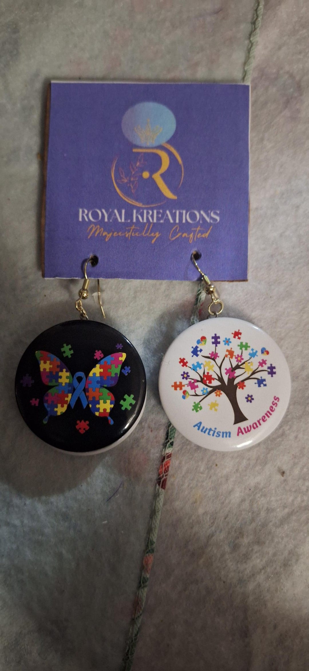 Black and White Double-sided Button Autism Earrings - Etsy