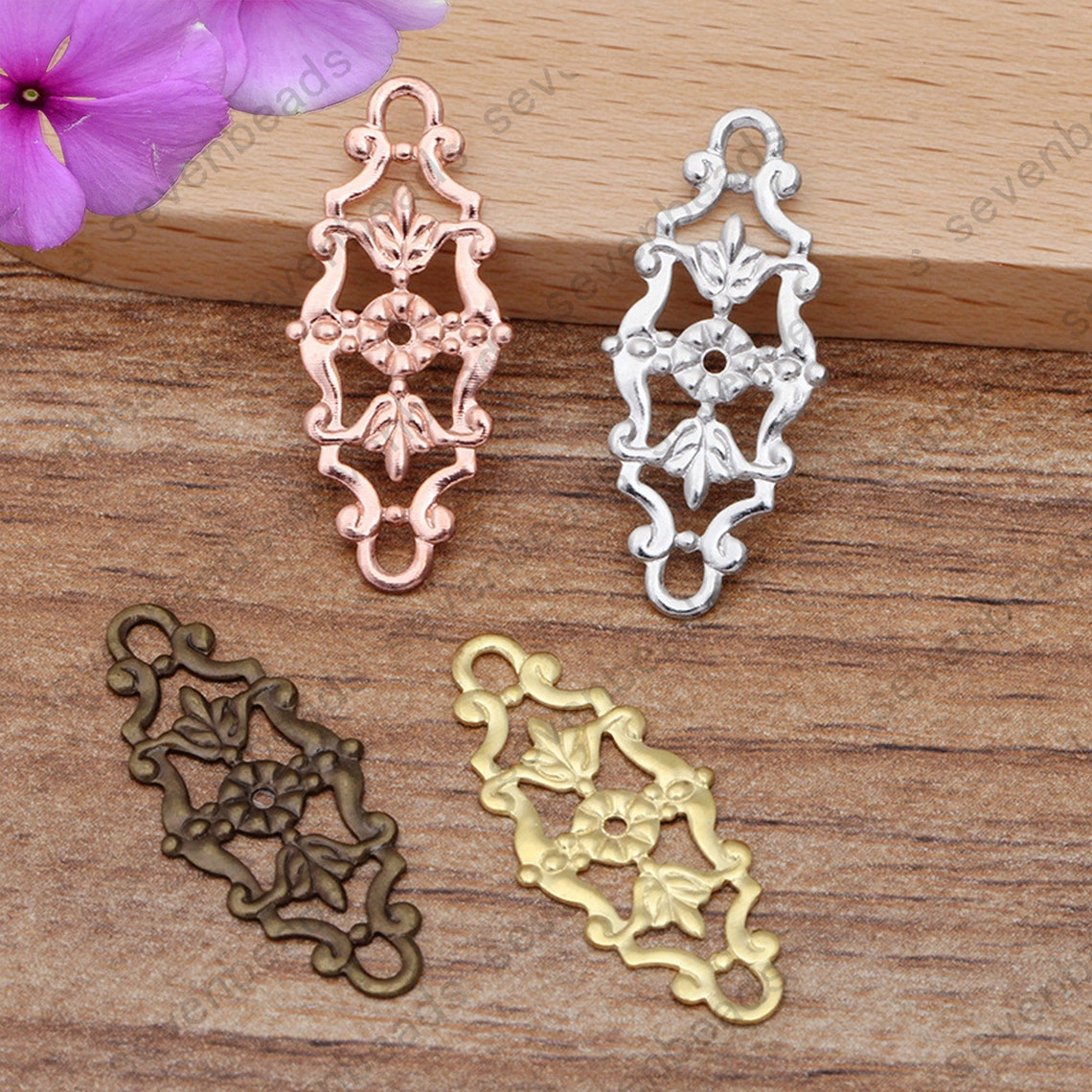 100pcs 1227mm Lace Flower Filigree Jewelry Connectors Setting,filigree ...