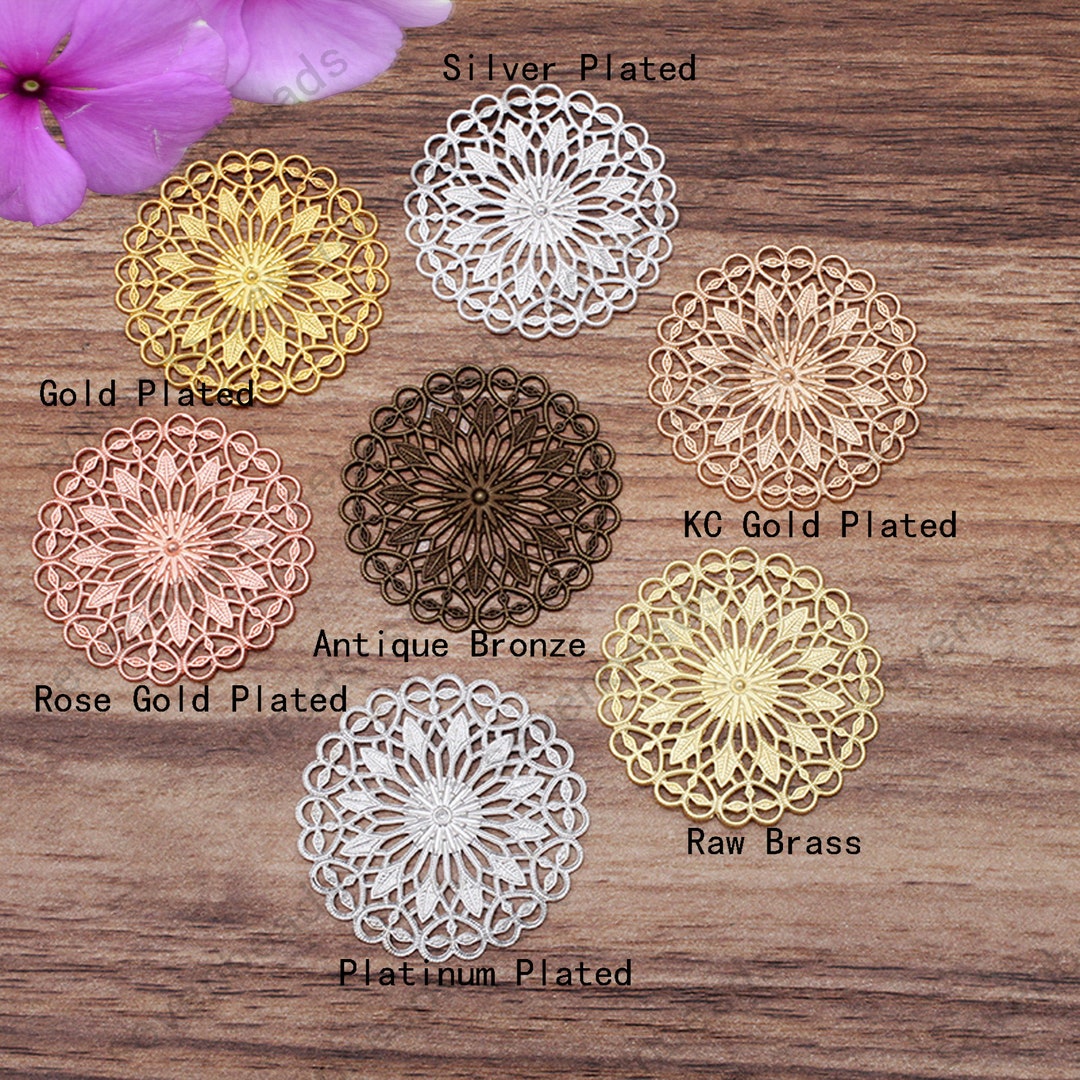 50pcs 36mm Lace Flower Filigree Jewelry Connectors Setting,filigree ...